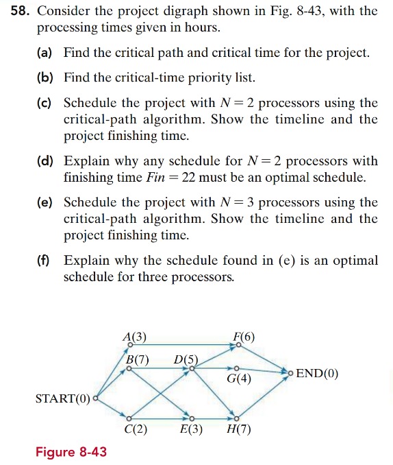 Solved 58. ﻿Consider the project digraph shown in Fig. 8-43, | Chegg.com