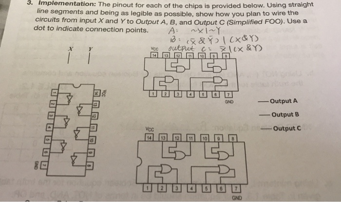 Solved 3. Implementation: The pinout for each of the chips | Chegg.com
