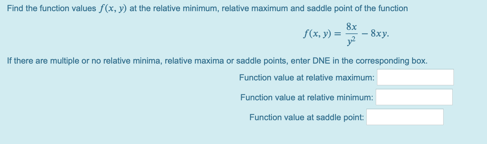 Solved Find The Function Values F X Y At The Relative