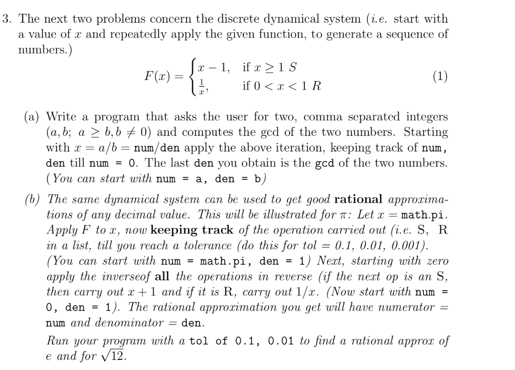 Solved The next two problems concern the discrete dynamical | Chegg.com