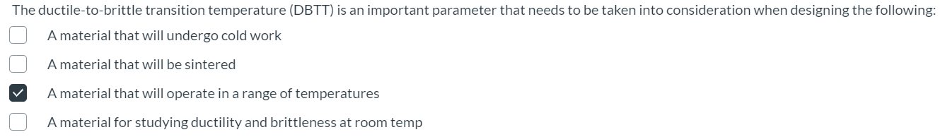 Solved The ductile-to-brittle transition temperature (DBTT) | Chegg.com