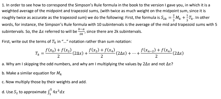 Solved 1. In order to see how to correspond the Simpson's | Chegg.com
