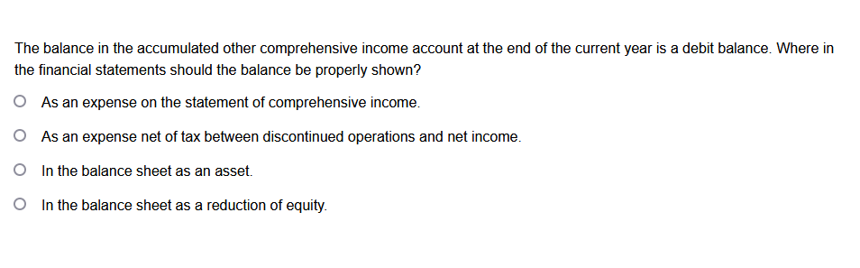 Solved The balance in the accumulated other comprehensive | Chegg.com