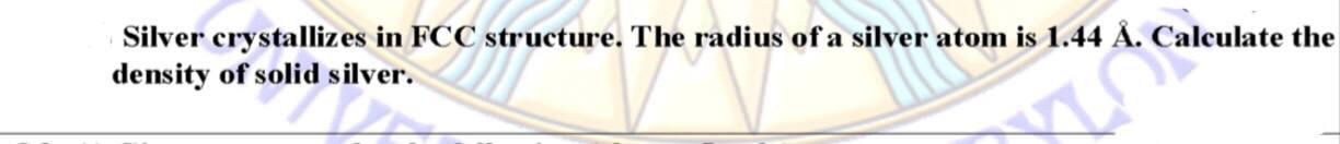 Solved Silver crystallizes in FCC structure. The radius of a | Chegg.com