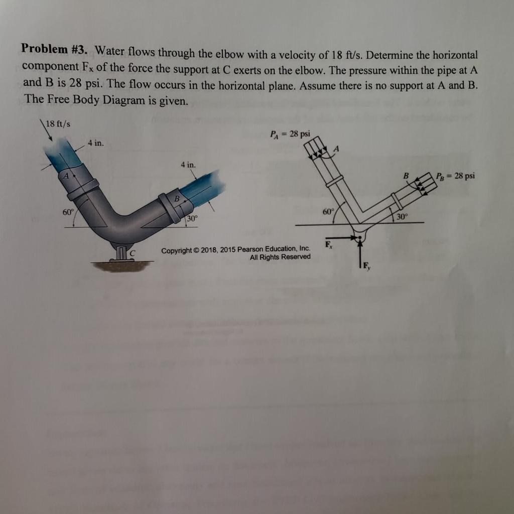 Solved Problem #3. Water flows through the elbow with a | Chegg.com