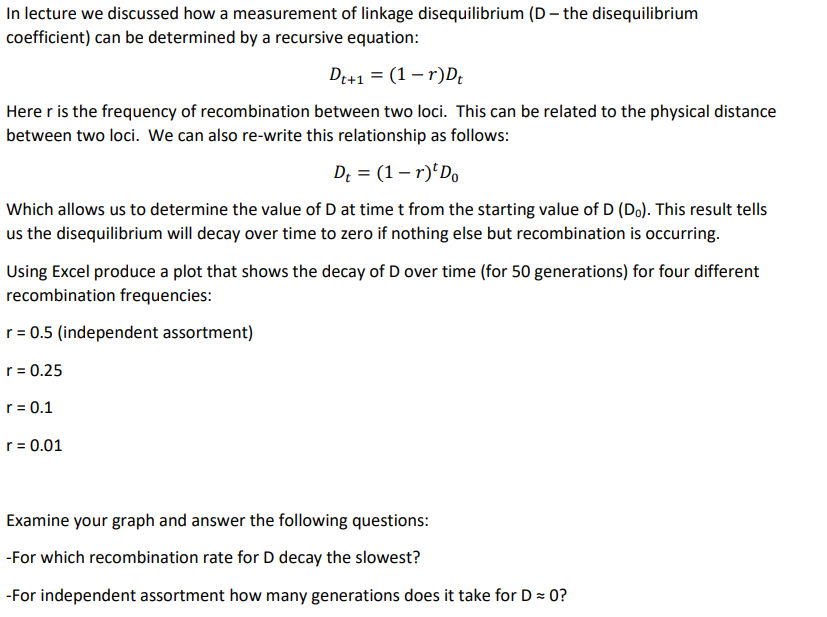 Solved In lecture we discussed how a measurement of linkage | Chegg.com