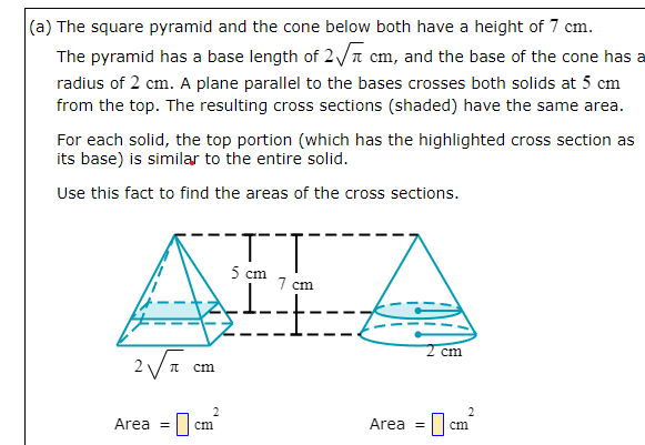 Solved (a) ﻿The square pyramid and the cone below both have | Chegg.com