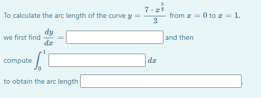 Solved To calculate the arc length of the curve y=37⋅x23 | Chegg.com