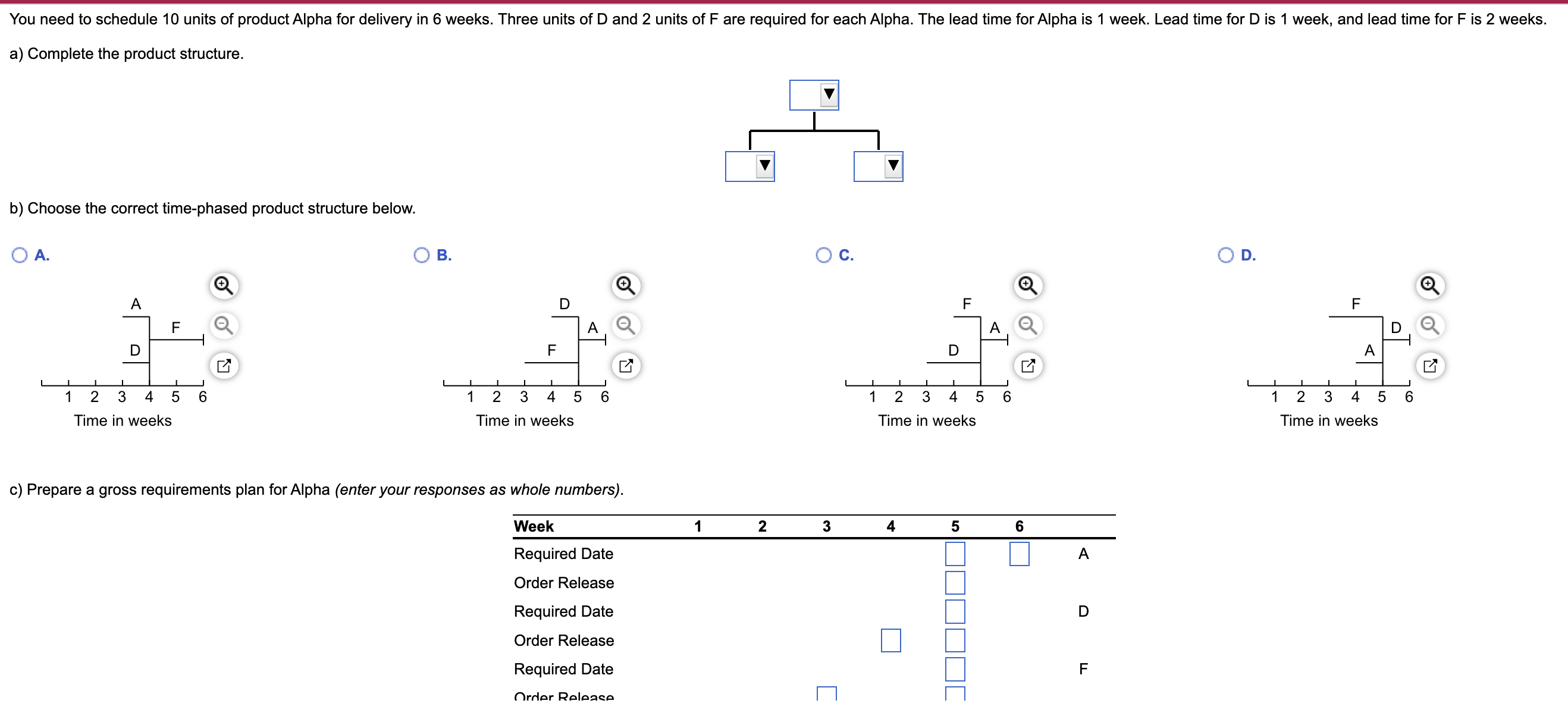a) Complete the product structure. b) Choose the | Chegg.com