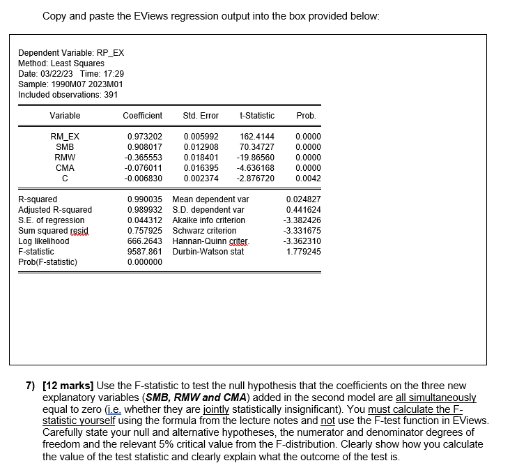 Solved Dependent Variable: RP_EX Method: Least Squares Date: | Chegg.com