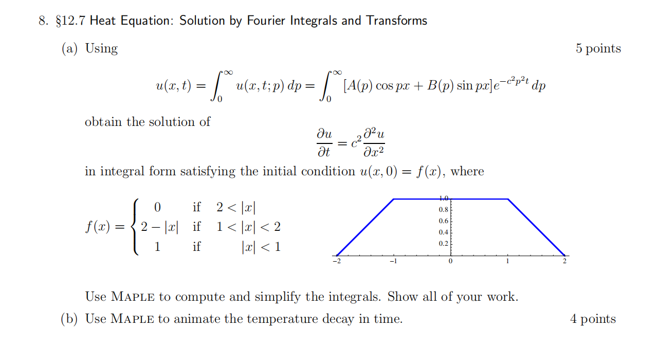 8. $12.7 Heat Equation: Solution by Fourier Integrals | Chegg.com