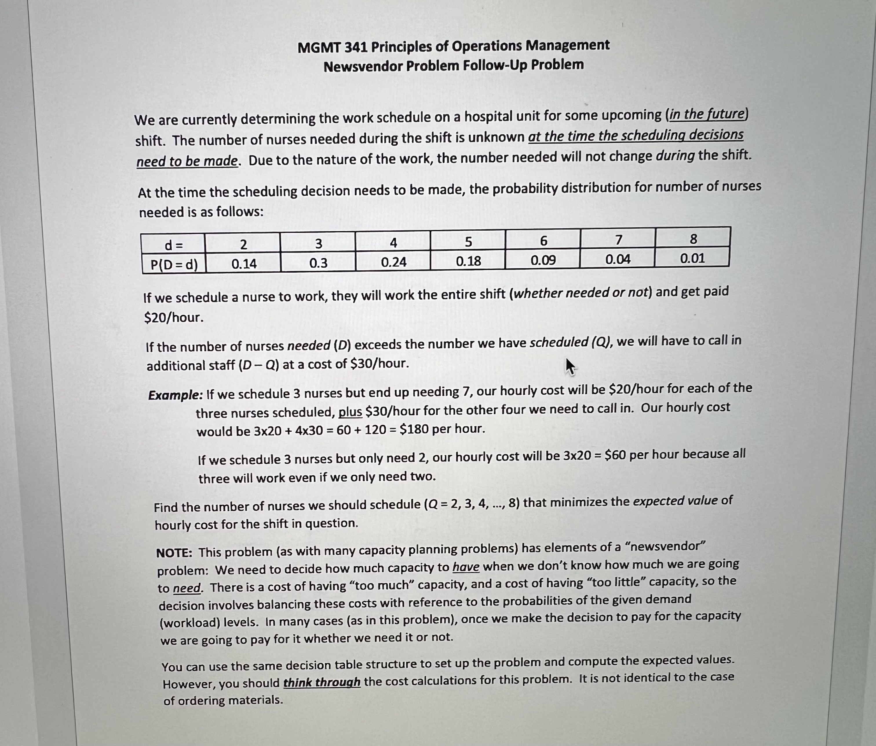 Solved MGMT 341 ﻿Principles of Operations | Chegg.com