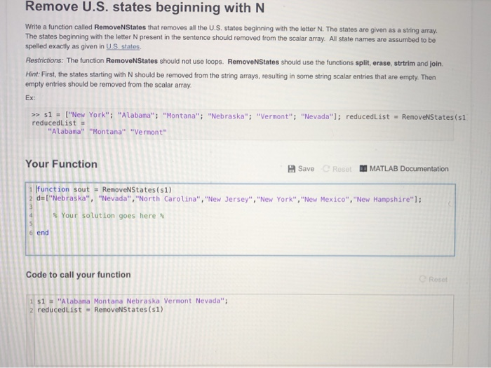 Solved Remove U.S. states beginning withN Write a function | Chegg.com