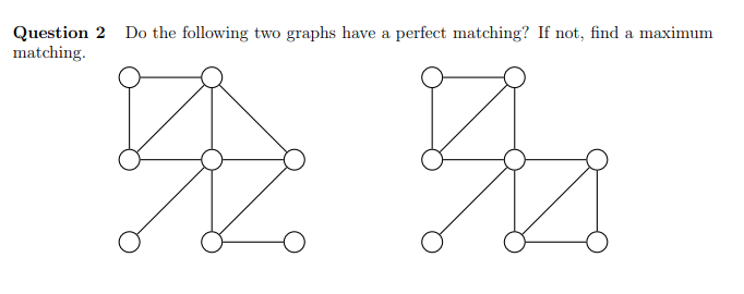 Solved Question 2 Do the following two graphs have a perfect | Chegg.com
