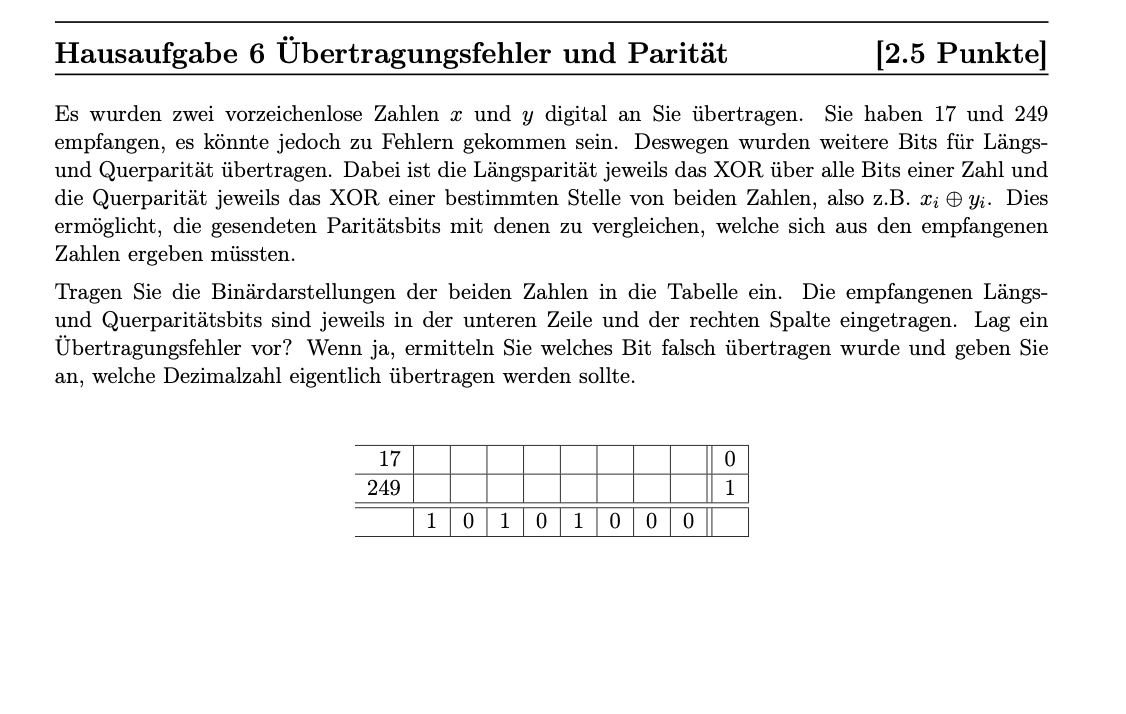 Solved Homework 6 Transmission errors and parity Two | Chegg.com