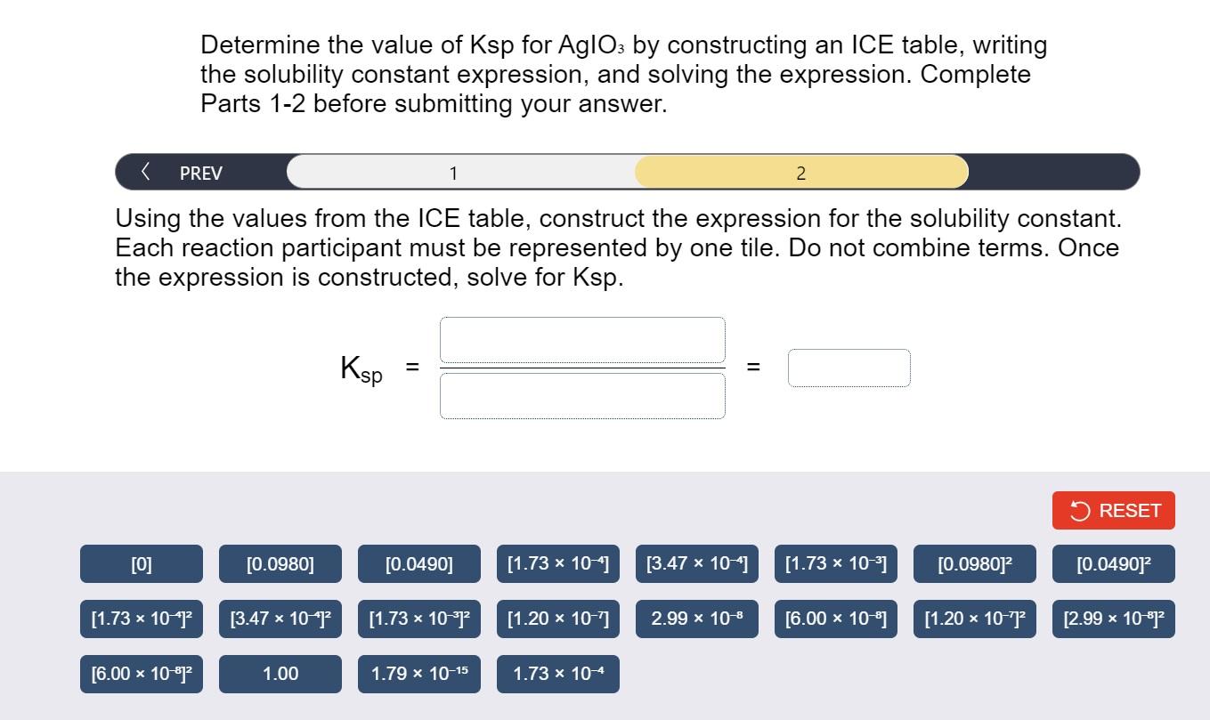 Solved Determine the value of Ksp for AgIO3 by constructing | Chegg.com