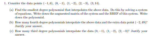 Solved 1. Consider the data points | Chegg.com