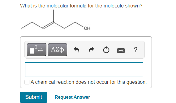 Solved What is the molecular formula for the molecule shown? | Chegg.com