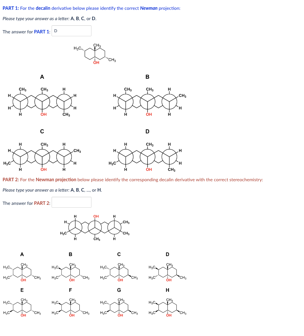 Solved PART 1: For the decalin derivative below please | Chegg.com