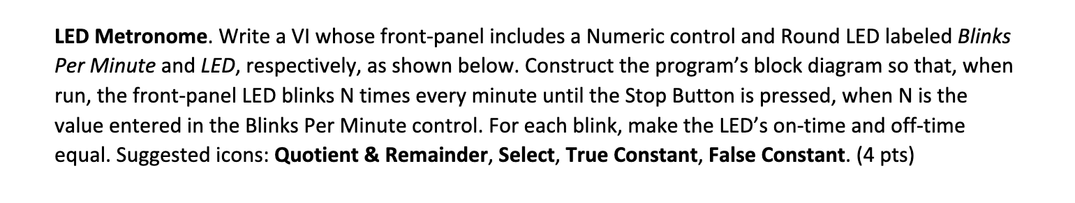 LED Metronome. Write a VI whose front-panel includes | Chegg.com