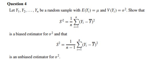 Solved Question 4 Let Yi, Y2, . . . , Y, be a random sample | Chegg.com