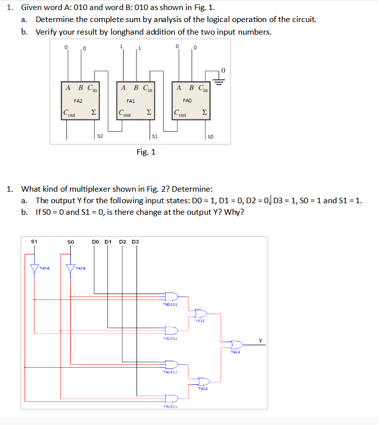 Solved 1. Given word A: 010 and word B:010 as shown in Fig. | Chegg.com