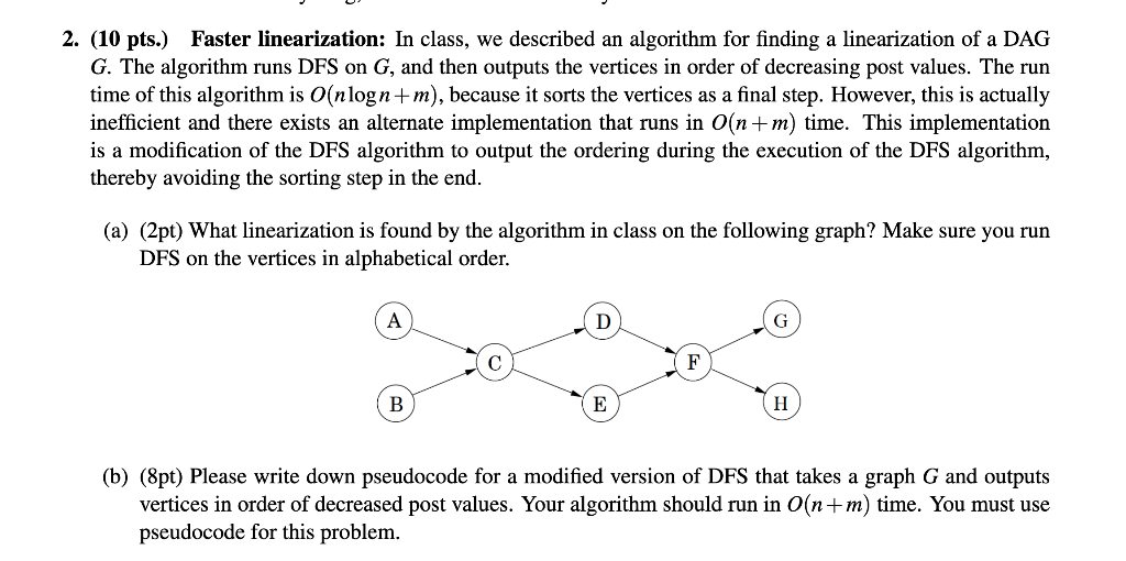 Solved Faster Linearization In Class We Described An
