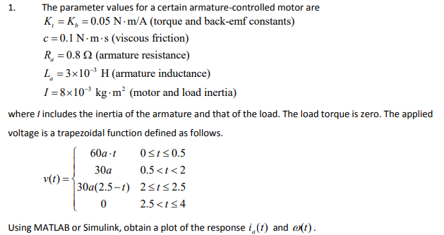 Solved 1. The parameter values for a certain | Chegg.com