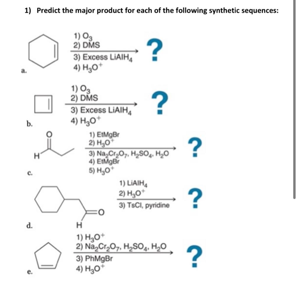 Solved Predict the major product for each of the following | Chegg.com