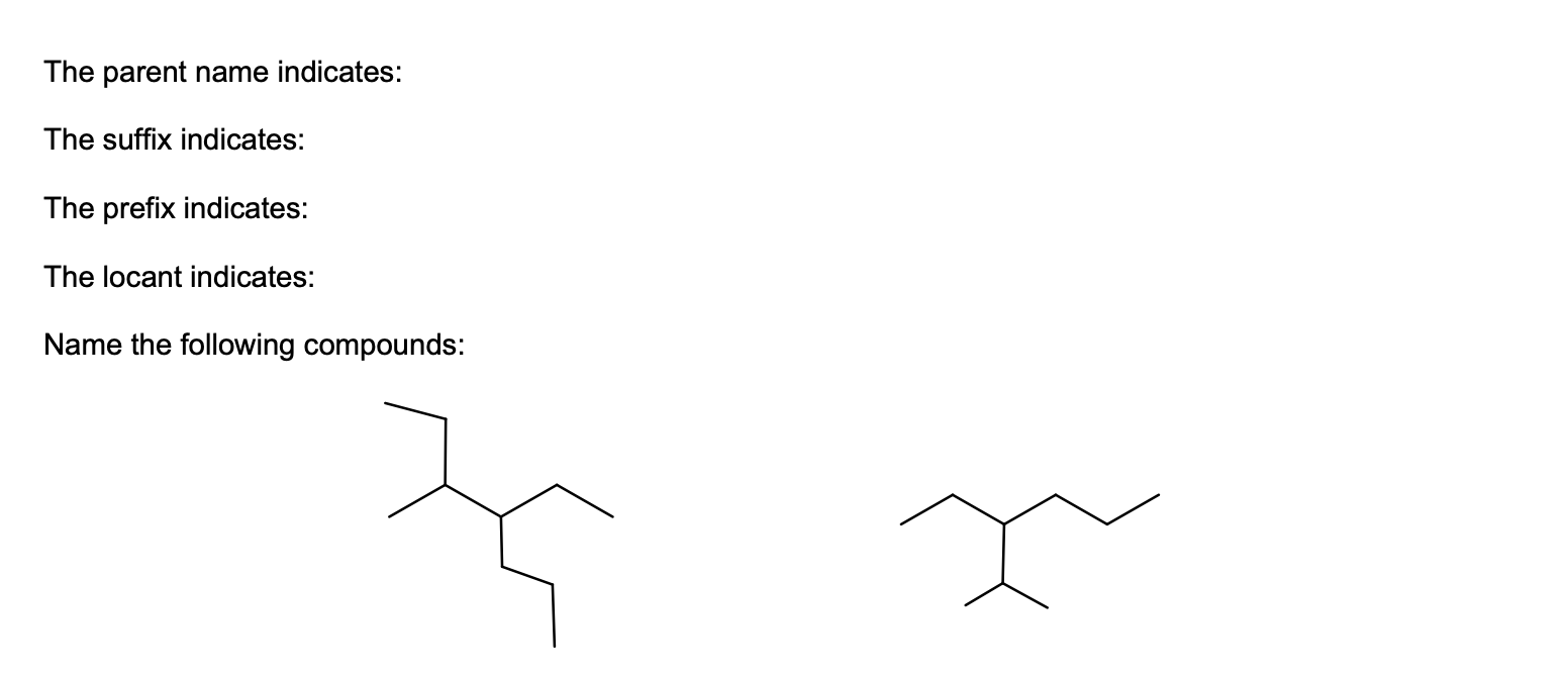 Solved The parent name indicates: The suffix indicates: The | Chegg.com