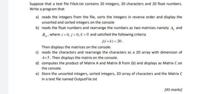 Suppose that a text file FileA.txt contains 20 | Chegg.com