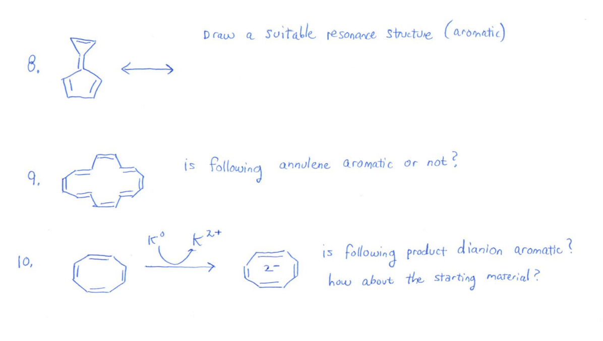 Solved Draw a suitable resonance Structure (aromatic) 8. 9. | Chegg.com