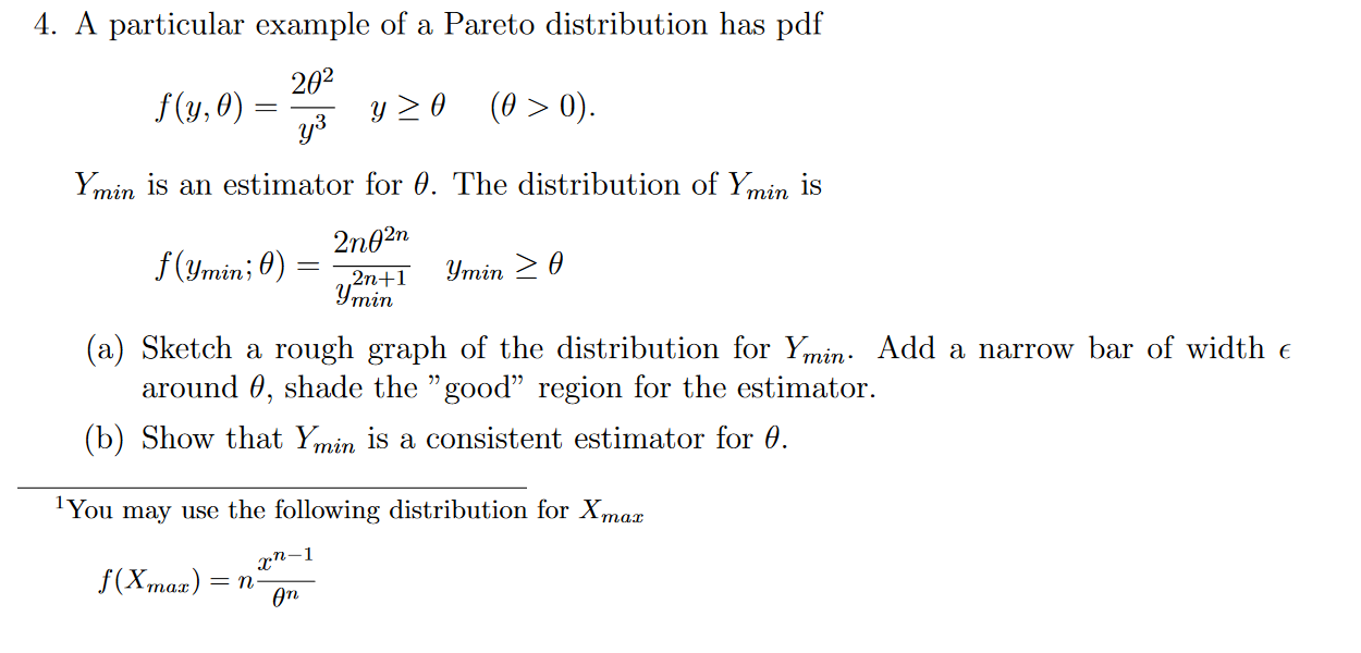 A particular example of a Pareto distribution has | Chegg.com