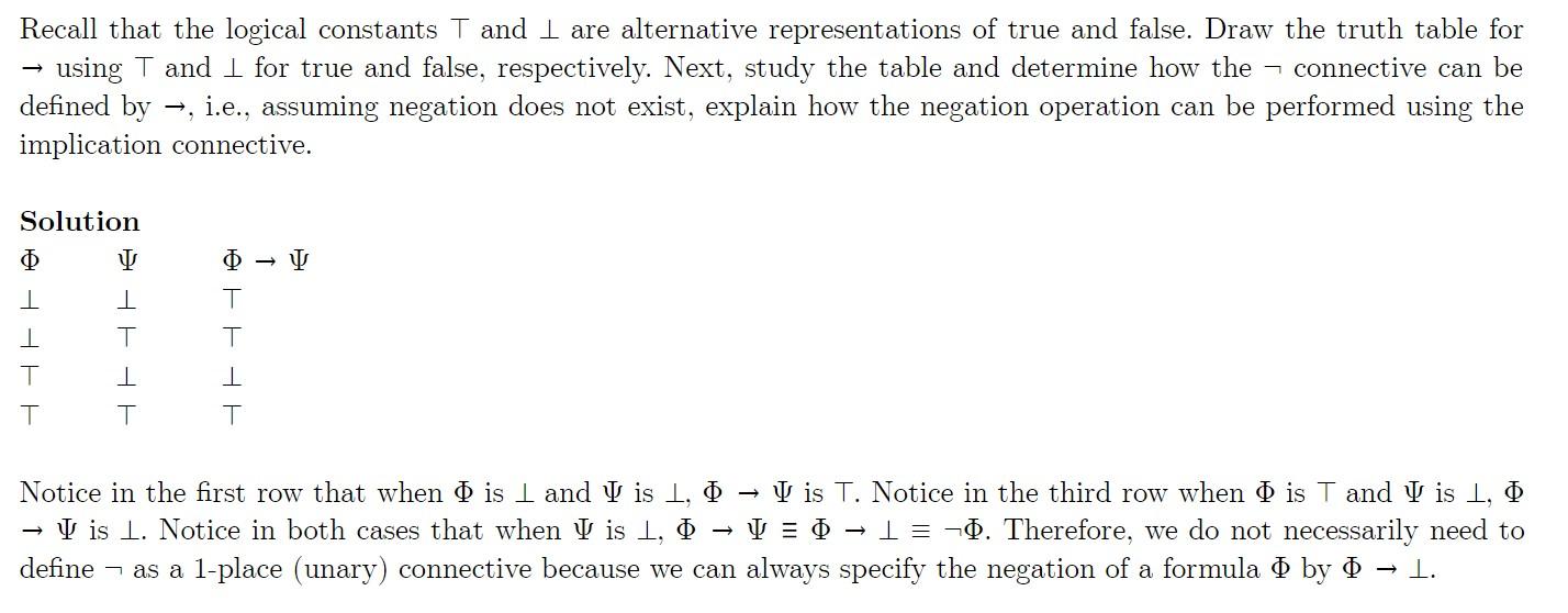 Solved - Recall that the logical constants T and I are | Chegg.com