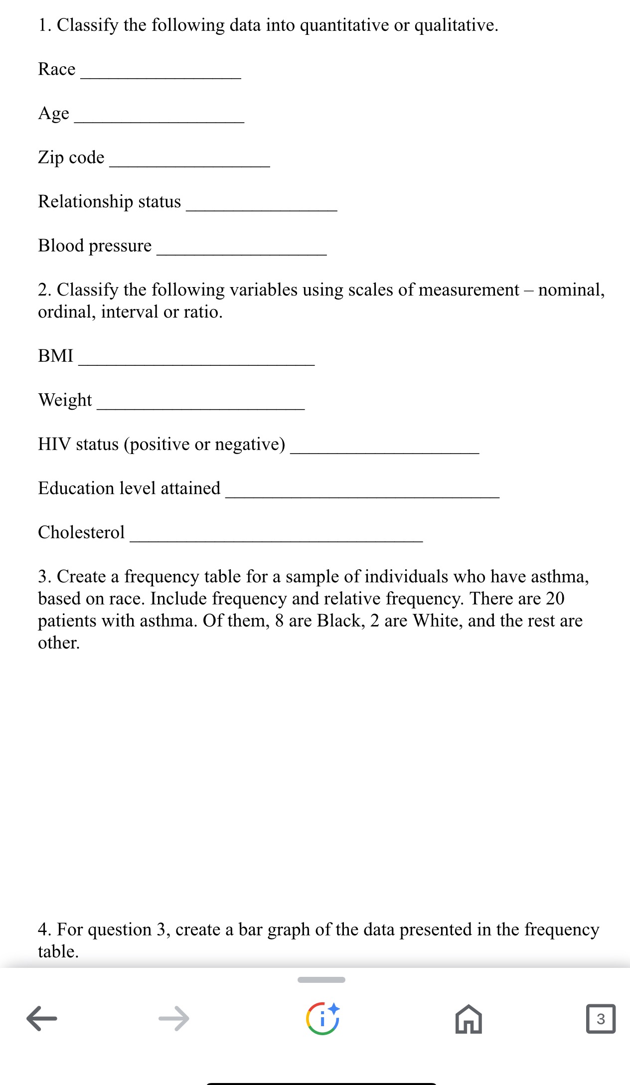 Solved Classify the following data into quantitative or | Chegg.com