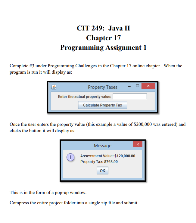 CIT 249: Java II Chapter 17 Programming Assignment 1 | Chegg.com