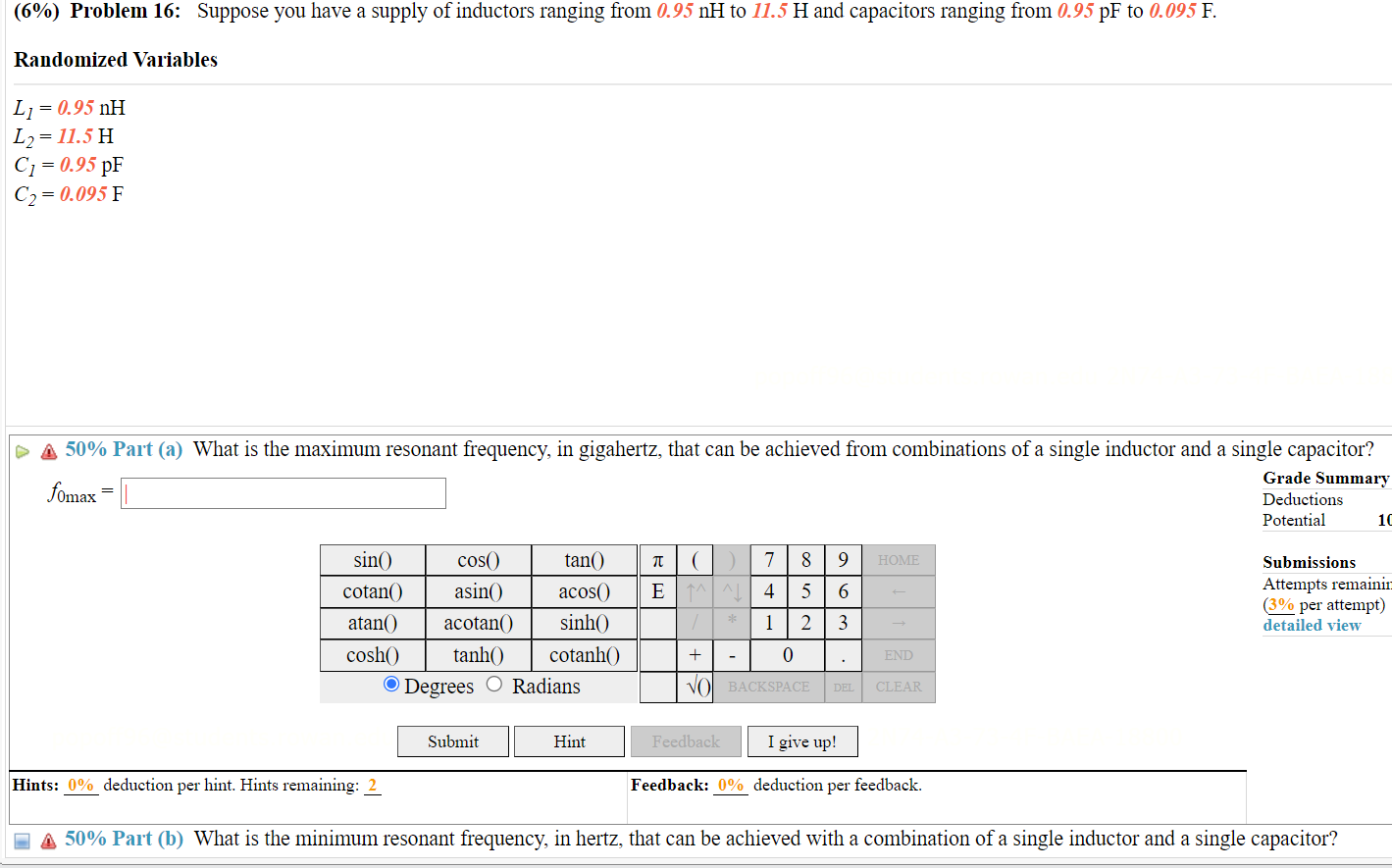 Solved (6\%) Problem 16: Suppose you have a supply of | Chegg.com