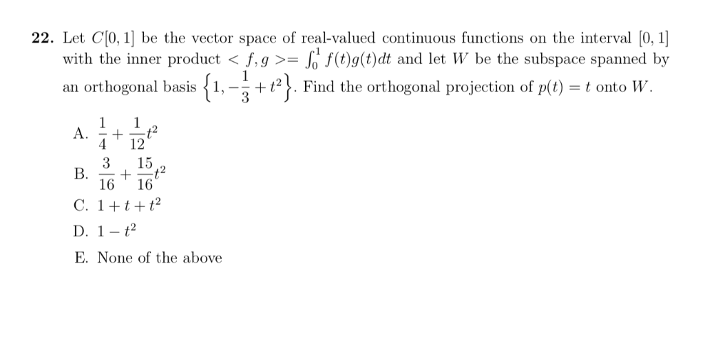 Solved 22. Let C0, 1] be the vector space of real-valued | Chegg.com