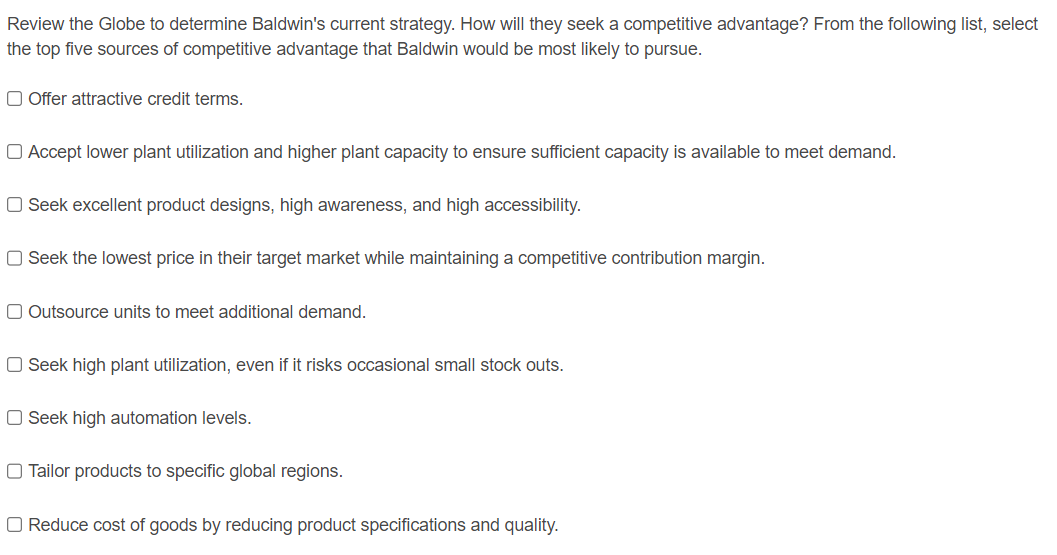 Solved Review the Globe to determine Baldwin's current | Chegg.com