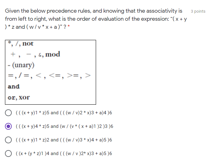 Solved 3 points Given the below precedence rules, and | Chegg.com