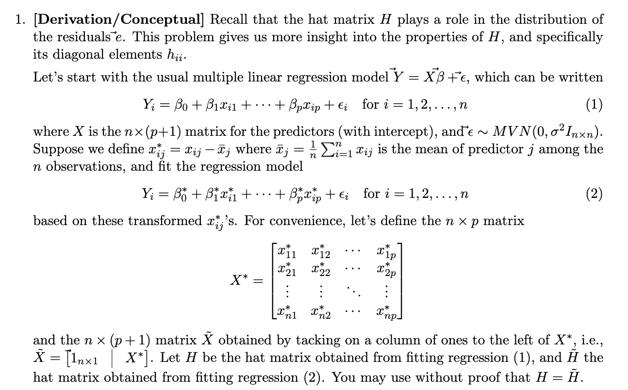 1. [Derivation/Conceptual] Recall that the hat | Chegg.com
