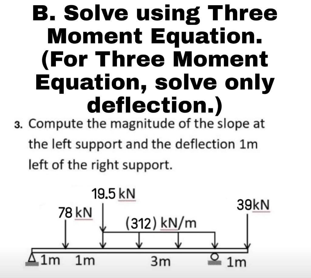 Solved B. Solve using Three Moment Equation. (For Three | Chegg.com