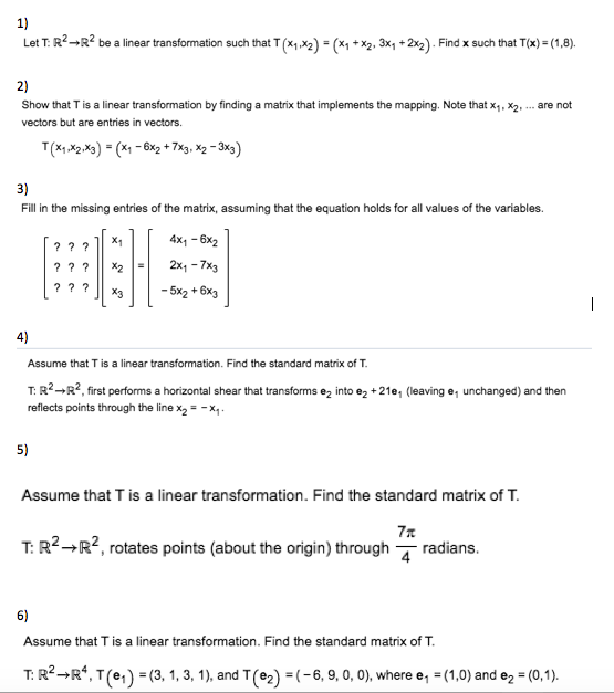 Solved 1) Let T: R2-R2 be a linear transformation such that | Chegg.com