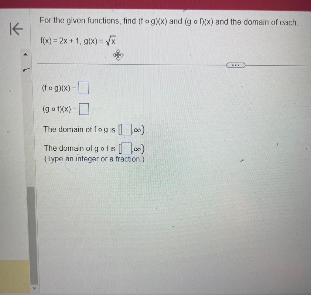 Solved For the given functions, find (f∘g)(x) and (g∘f)(x) | Chegg.com