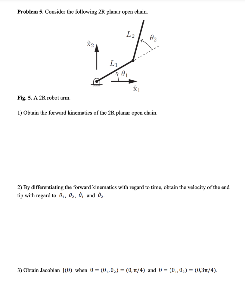 Solved Problem 5. Consider the following 2R planar open | Chegg.com
