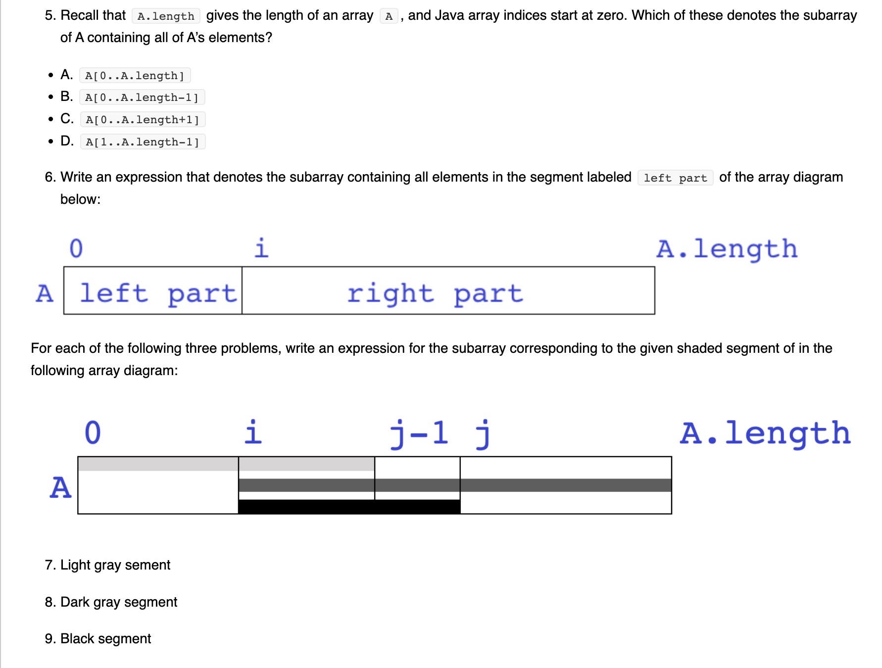 Solved 5. Recall that A. length gives the length of an array | Chegg.com
