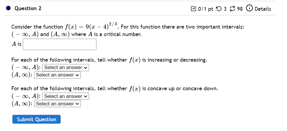 Solved Consider the function f ( x ) = 9 ( x − 4 ) 2 / 3 . | Chegg.com