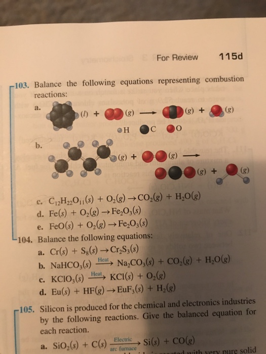 Solved For Review 5d 「103. Balance the following equations | Chegg.com
