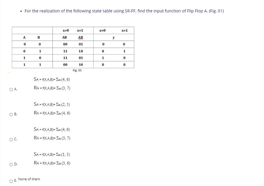 Solved For the realization of the following state table | Chegg.com