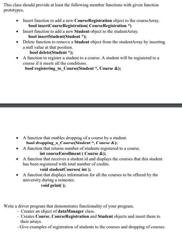 Solved Define the following classes to manage registration | Chegg.com
